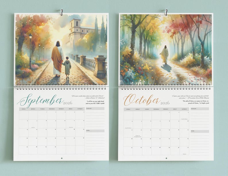 2026 LDS Christ-centered Calendar. Christian Jesus Watercolor Art ...