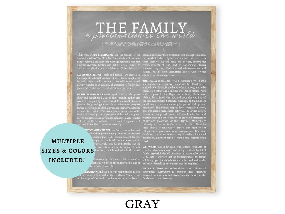 The Family Proclamation Print. LDS Proclamation to the World Art Print ...