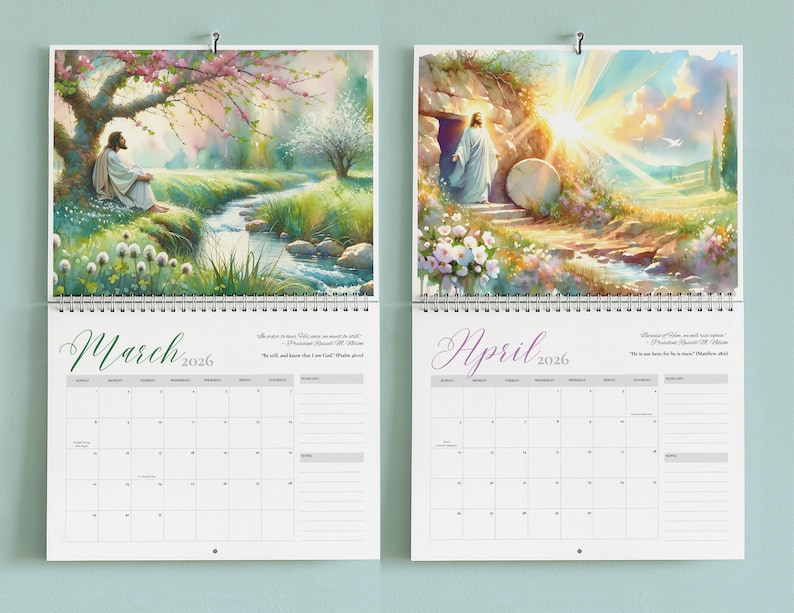 2026 LDS Christ-centered Calendar. Christian Jesus Watercolor Art ...