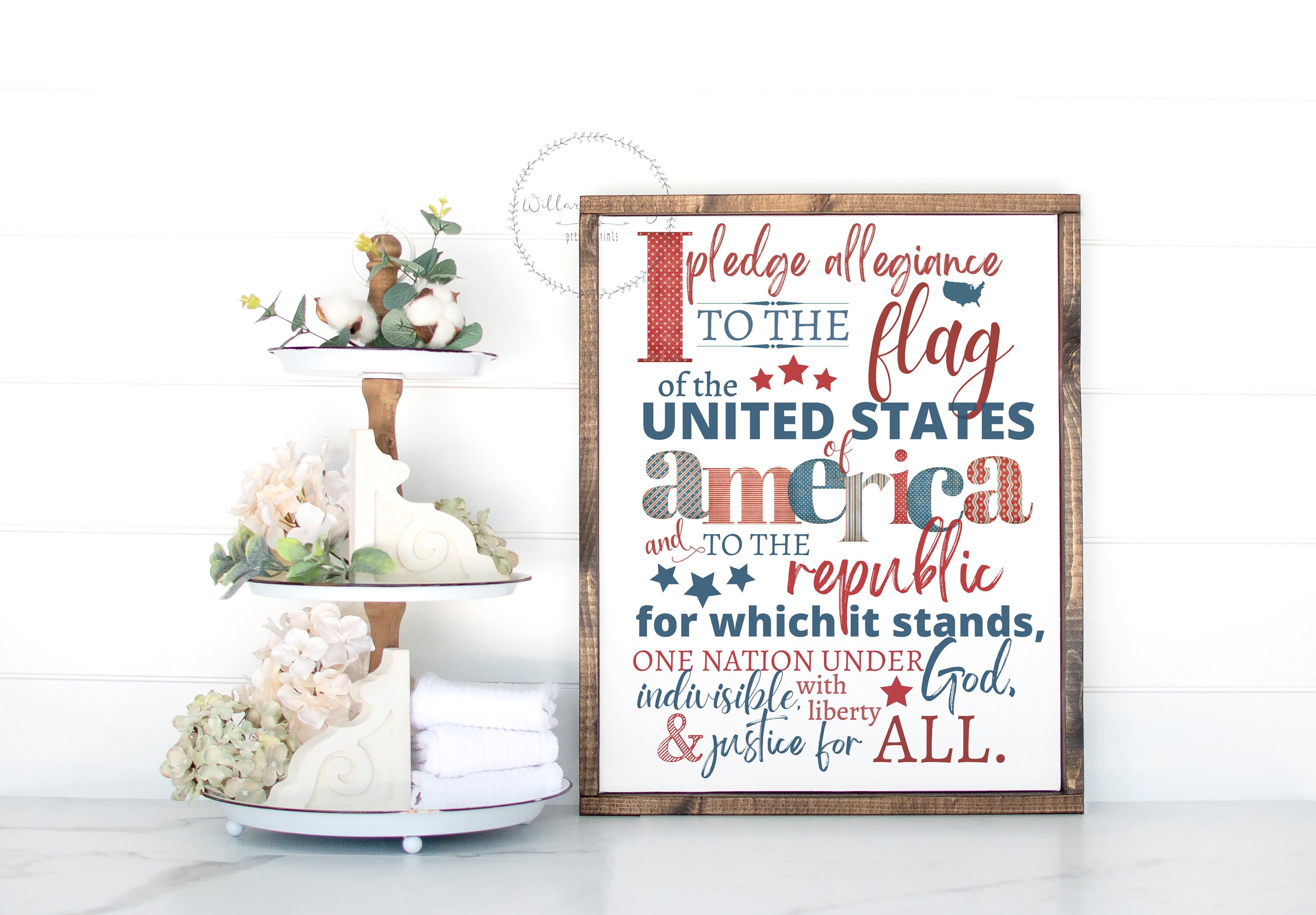 July 4th Printable. Pledge of Allegiance Wall Art. Vintage | Etsy