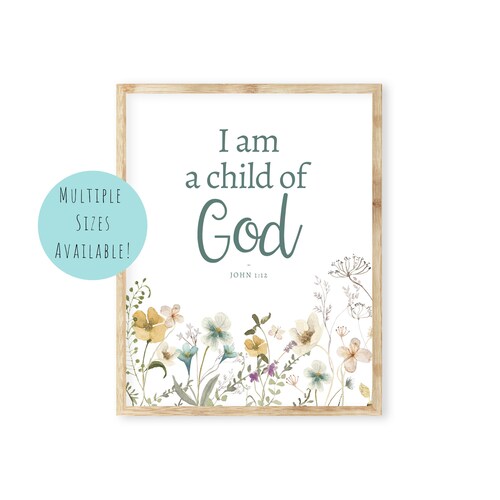 I Am a Child of God Sign Digital Print Nursery Baby Girl - Etsy
