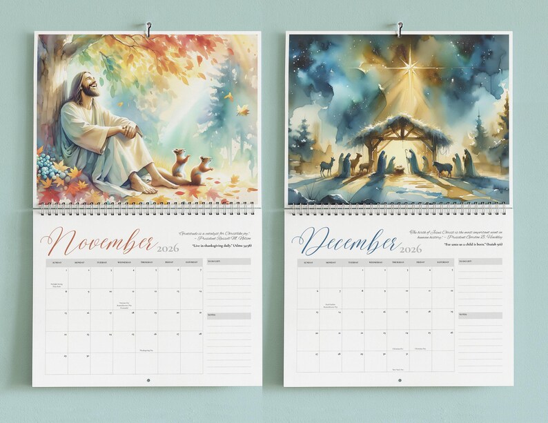 2026 LDS Christ-centered Calendar. Christian Jesus Watercolor Art ...