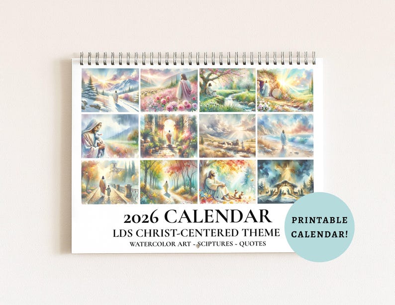 2026 LDS Christ-centered Calendar. Christian Jesus Watercolor Art ...