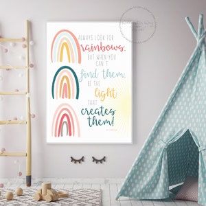 Modern Rainbow Printable Nursery or Playroom Wall Art | Boho ...