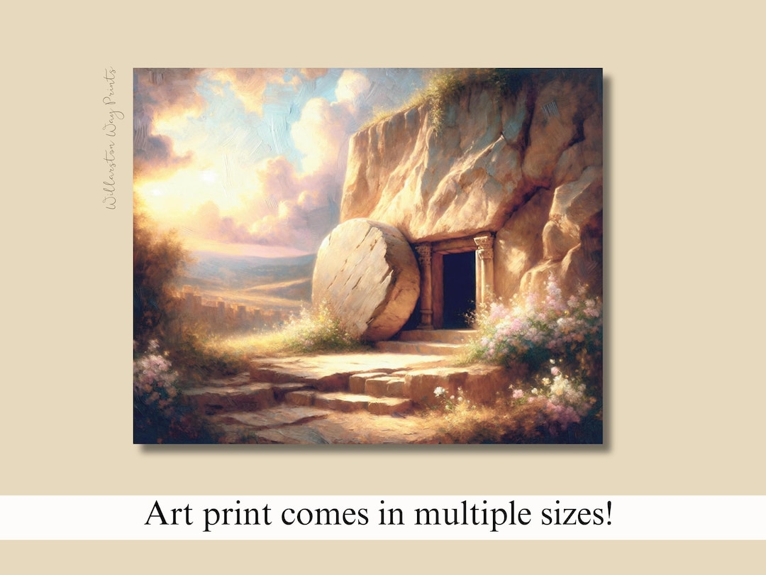 Easter Print, He is Risen Printable, the Tomb is Empty Decor, Christian Painting, Religious Gift ...