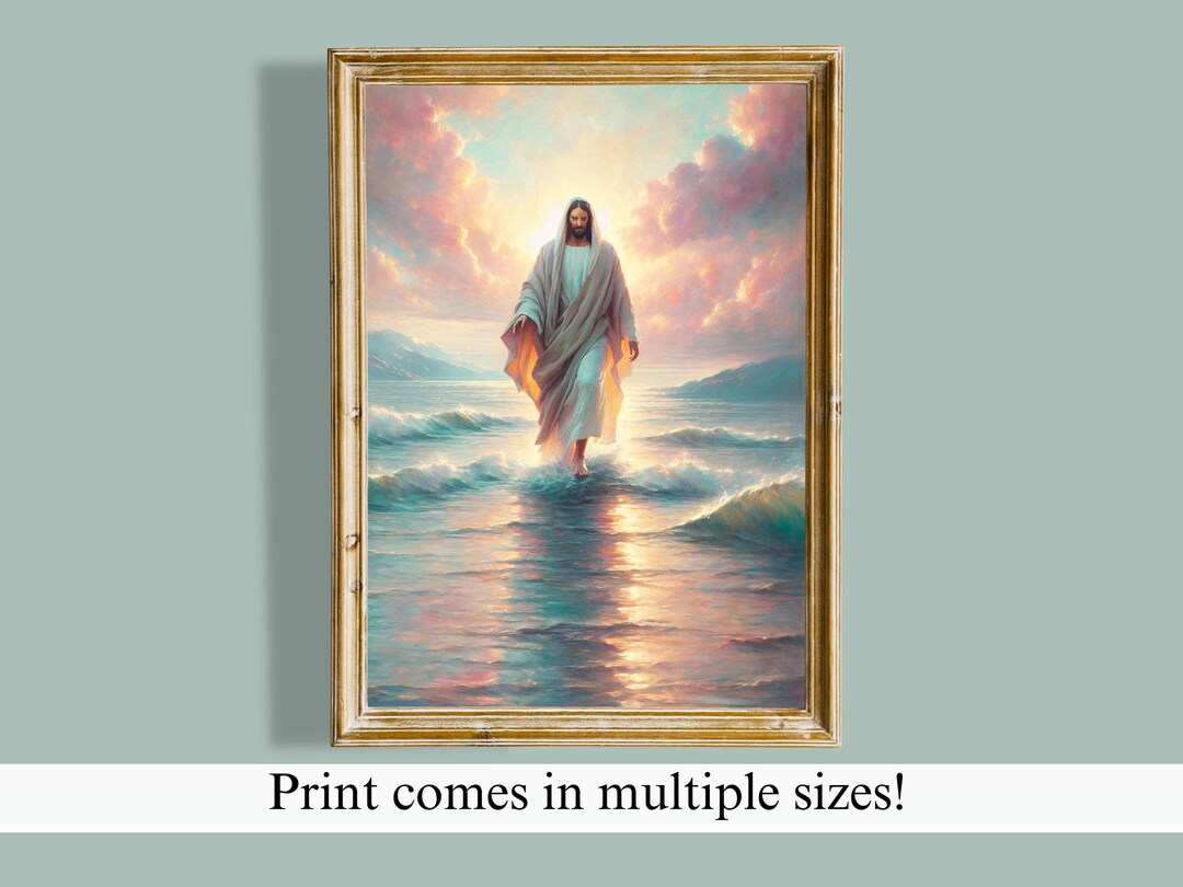 Jesus Christ Walking on Water, Oil Painting of Jesus Christ, Christian ...
