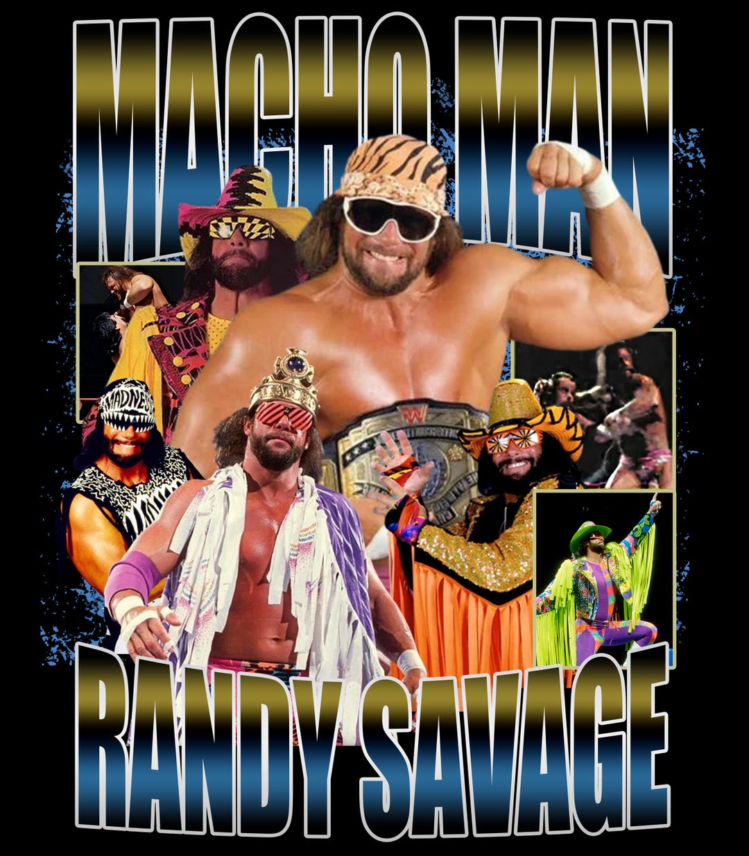 Macho Man 90s Vintage T Shirt Design, Instant Download and Ready to ...
