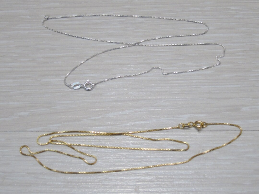 Dainty Sterling Silver Box Chain Available in 3 Finishes Silver ...