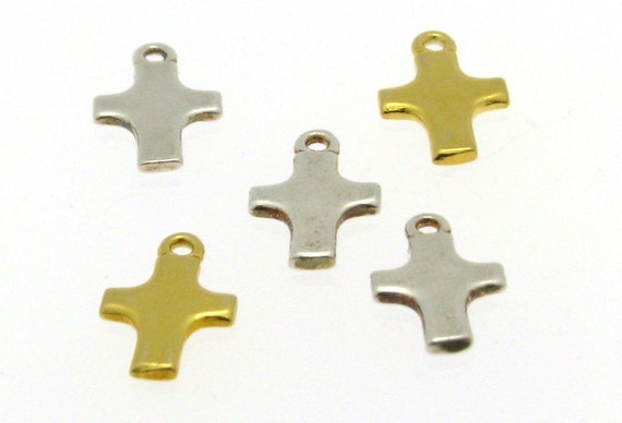 1 Sterling Silver Tiny Cross Charms Cross Pendant Small | Etsy