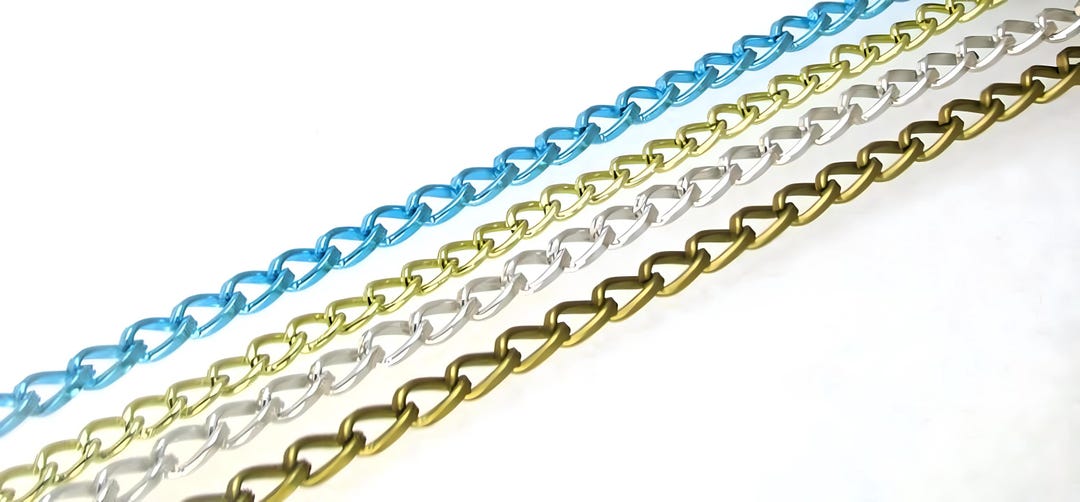 Aluminum Twisted Chains Curb Chains in Blue, Green, Silver & Bronze ...