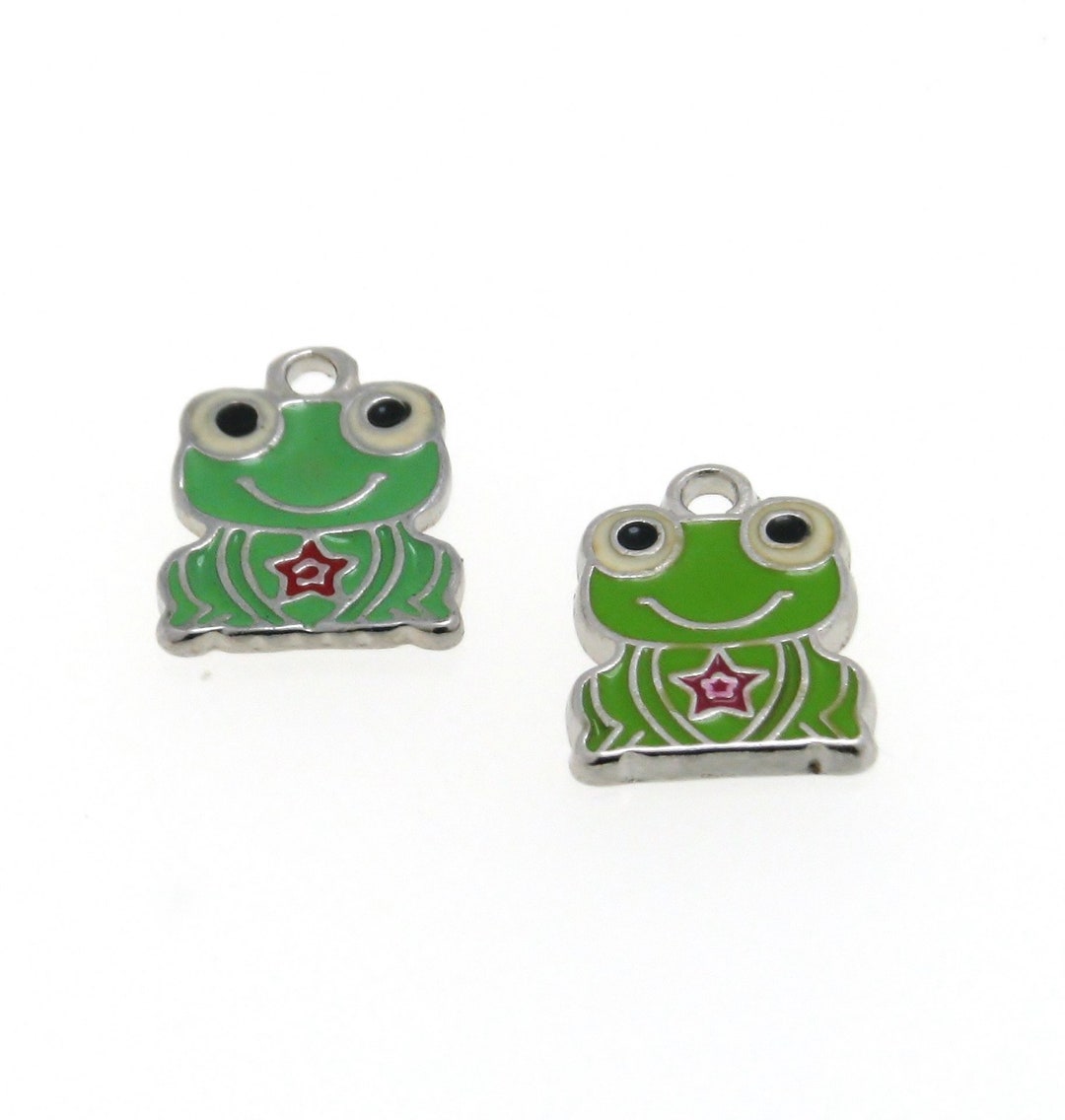 Frog Charm, Zinc Alloy Enameled Frog Pendant, Green Frog Charm 19 X ...
