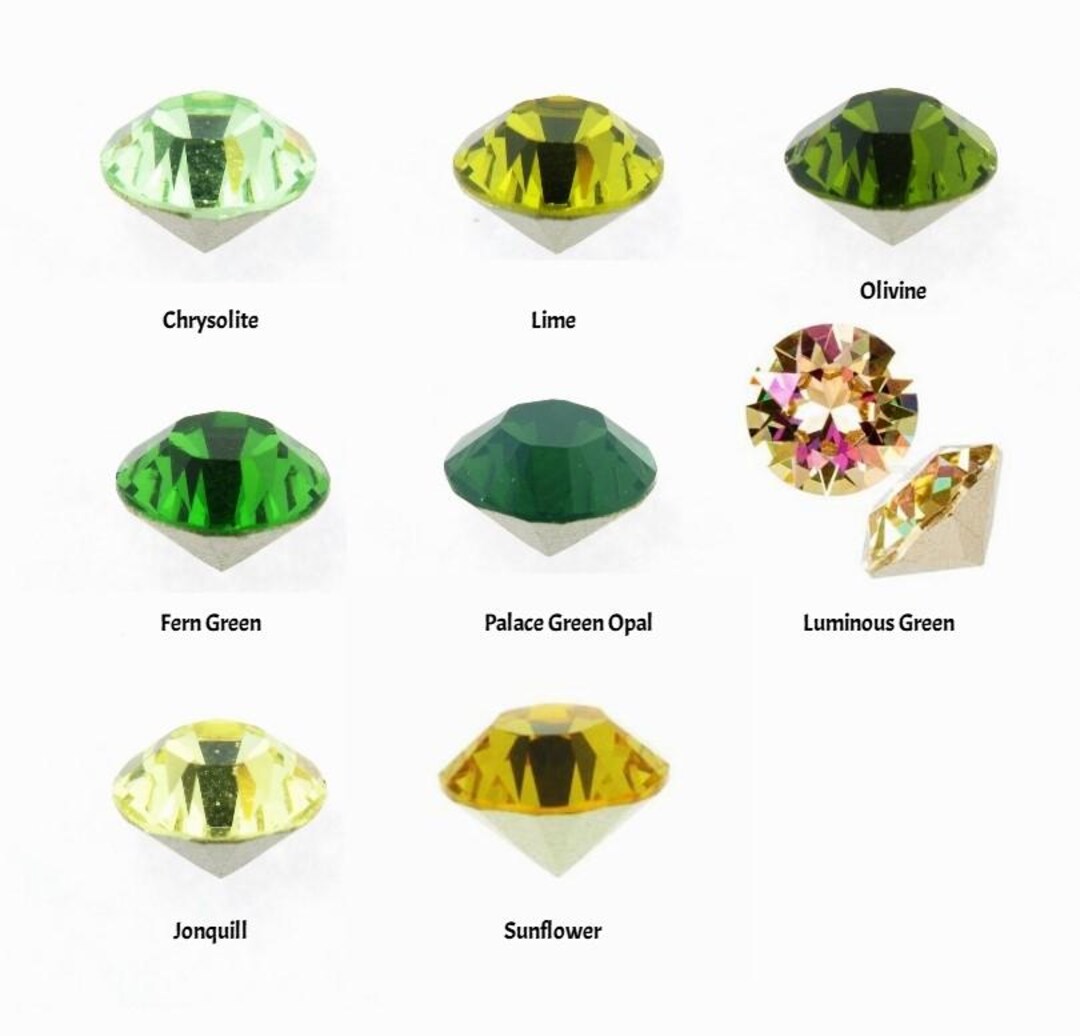 Swarovski SS39 1088 ( 1028 ) Crystal Chaton's, Green & Yellow Shades ...