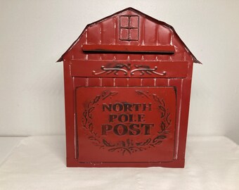 North Pole Post Box, Rustic Display Mailbox, Tin Display Mailbox ...