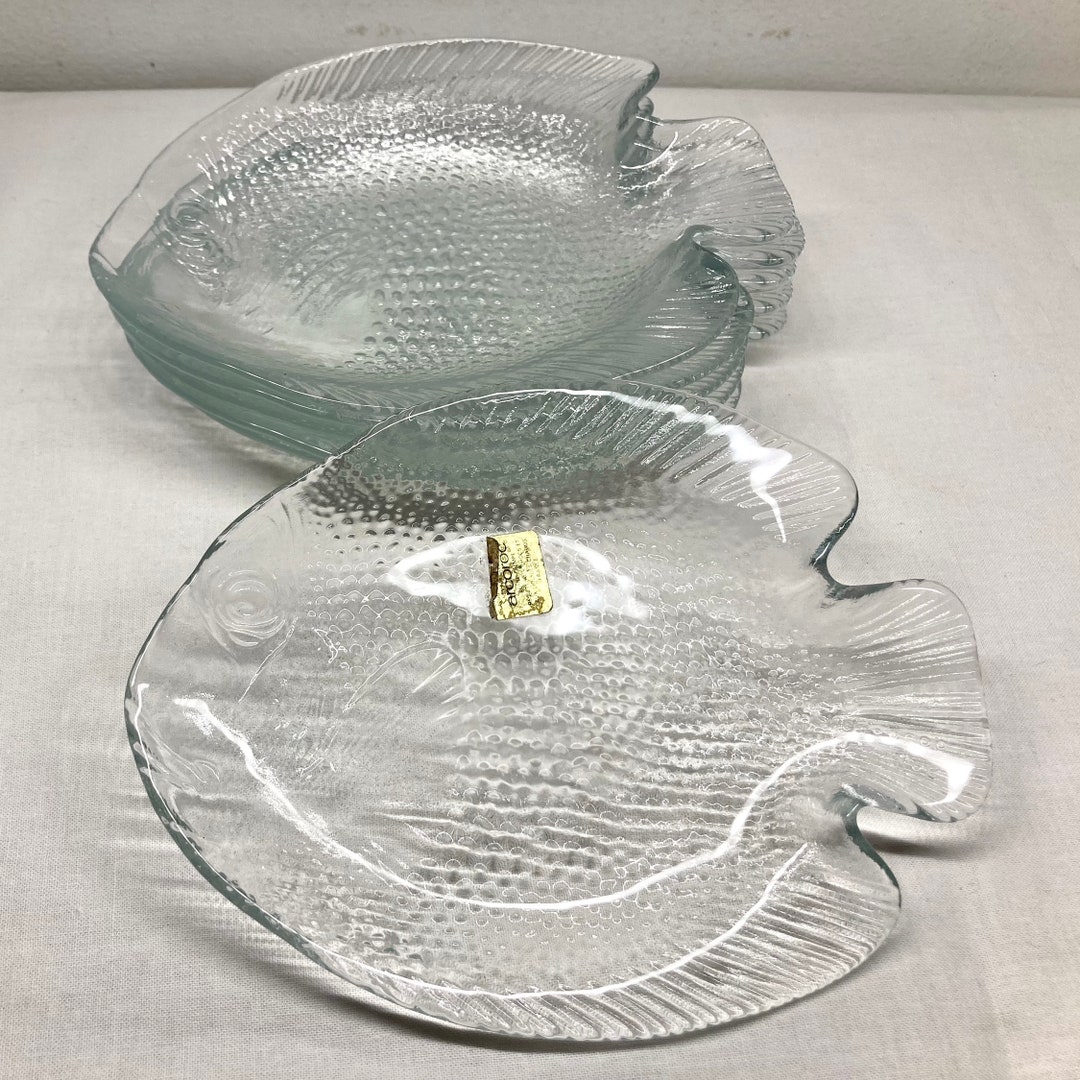 Glass Fish Plates by Arcoroc Arc 1970s Set of 6 Made in France - Etsy