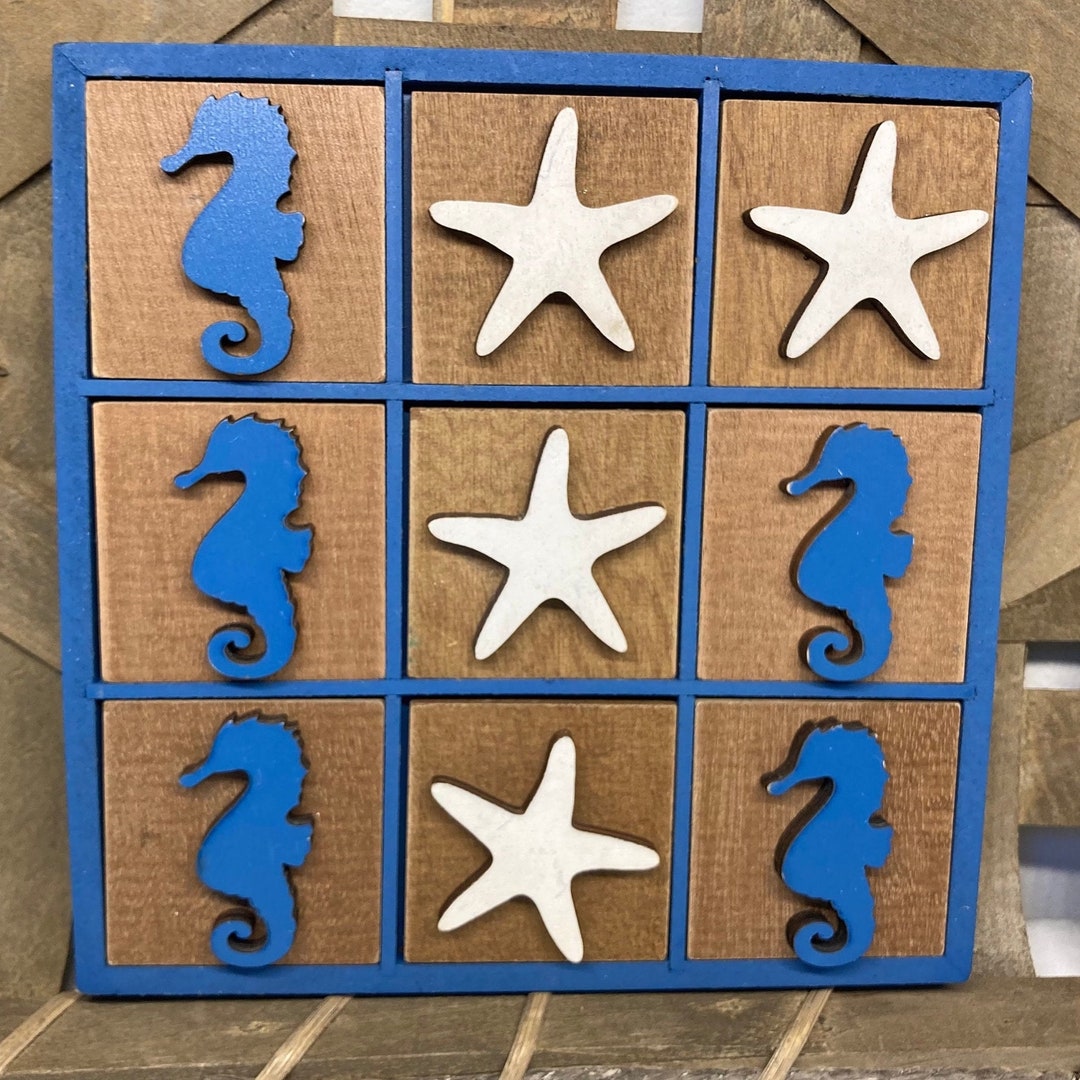 Coastal Tabletop Tic Tac Toe Game Board - Etsy