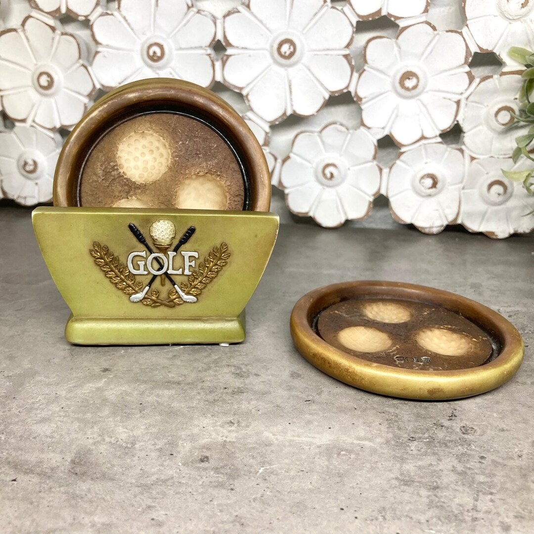 Vintage Golf Coaster Set - Etsy
