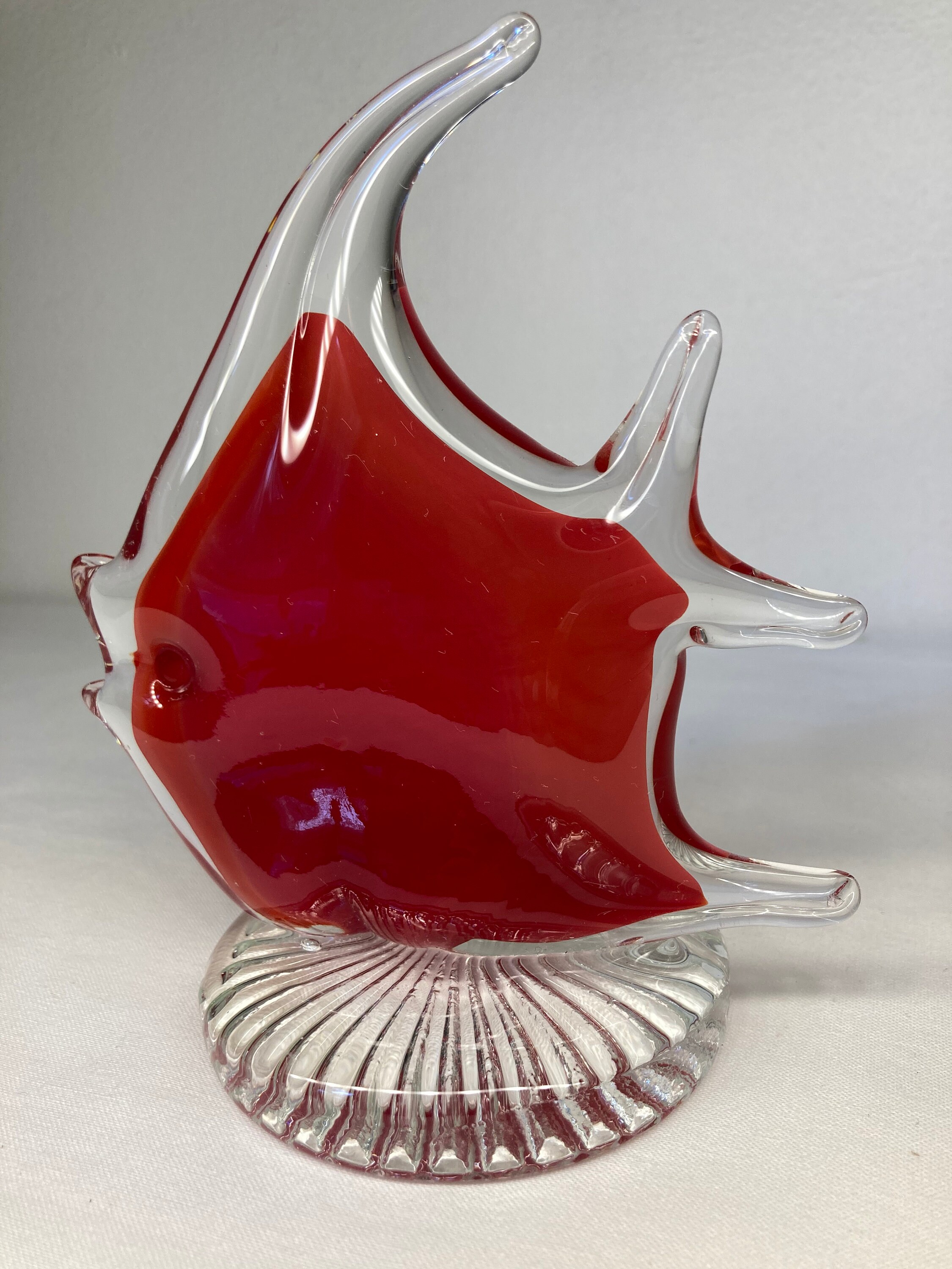 Mid Century Modern Red Glass Fish - Etsy