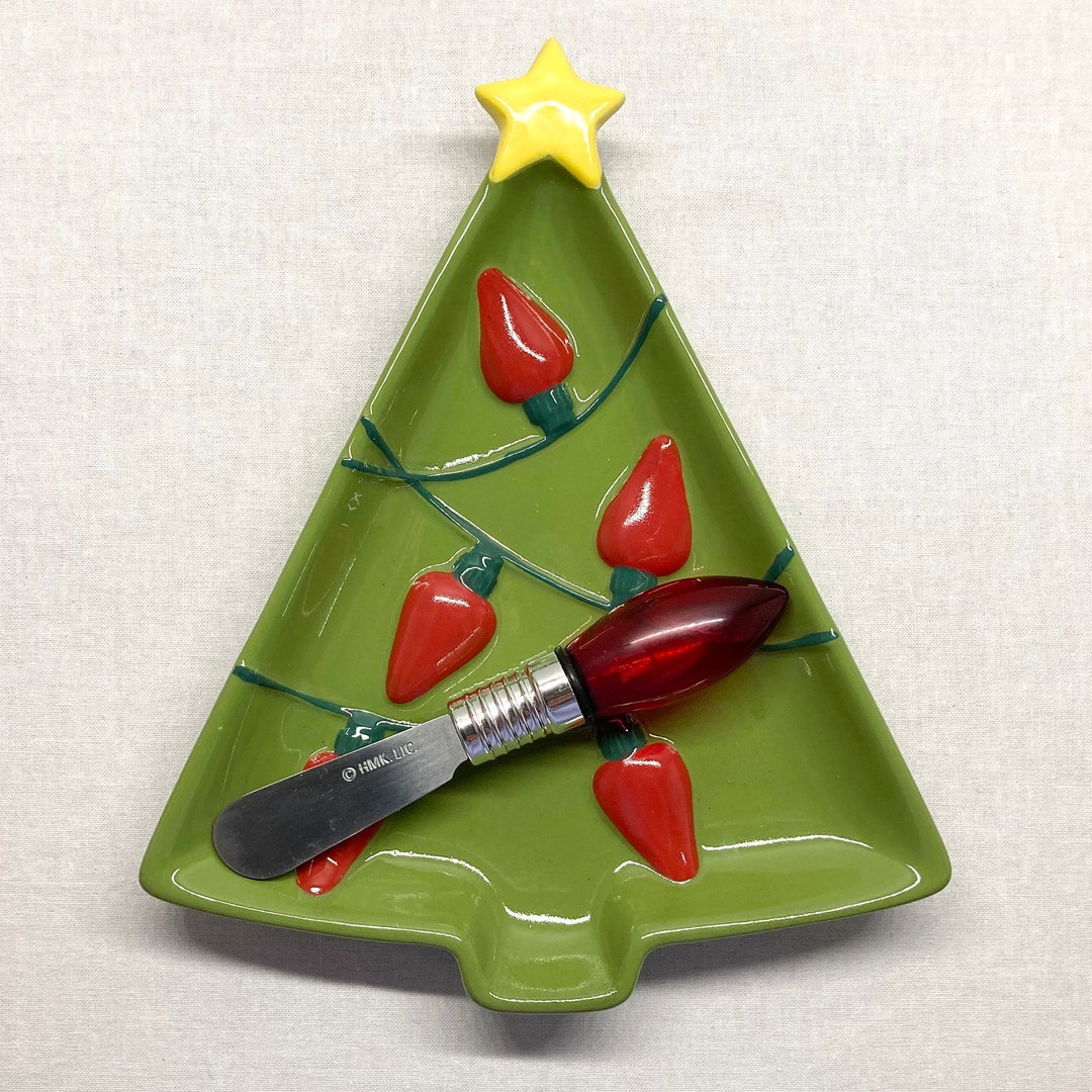Hallmark Christmas Tree Serving Dish With Spreader - Etsy