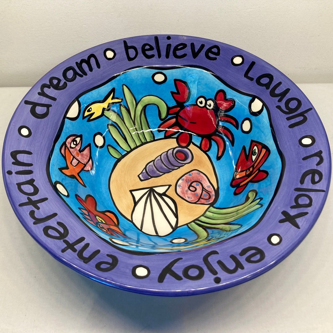 Nicole Engblom Hand Painted Mermaid Under the Sea Large Bowl 13” - Etsy