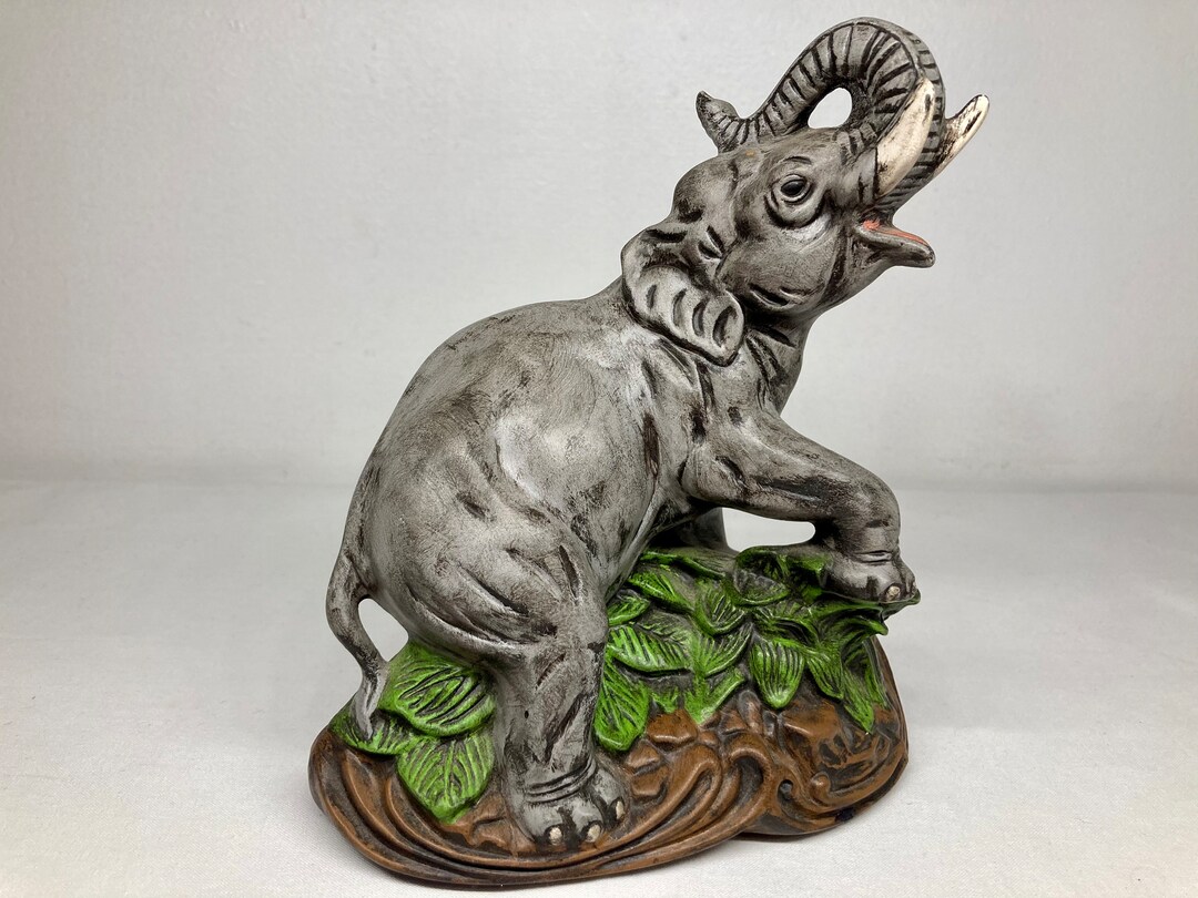 Vintage Ceramic Elephant Statue - Etsy