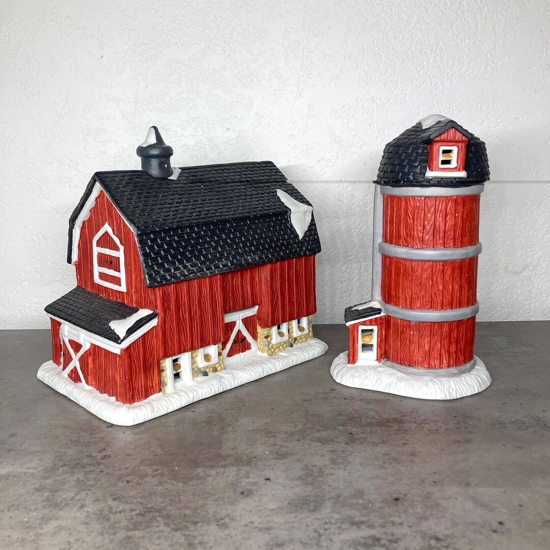 Vintage Dickens Keepsake 2 Piece Porcelain Lighted Barn and Silo - Etsy