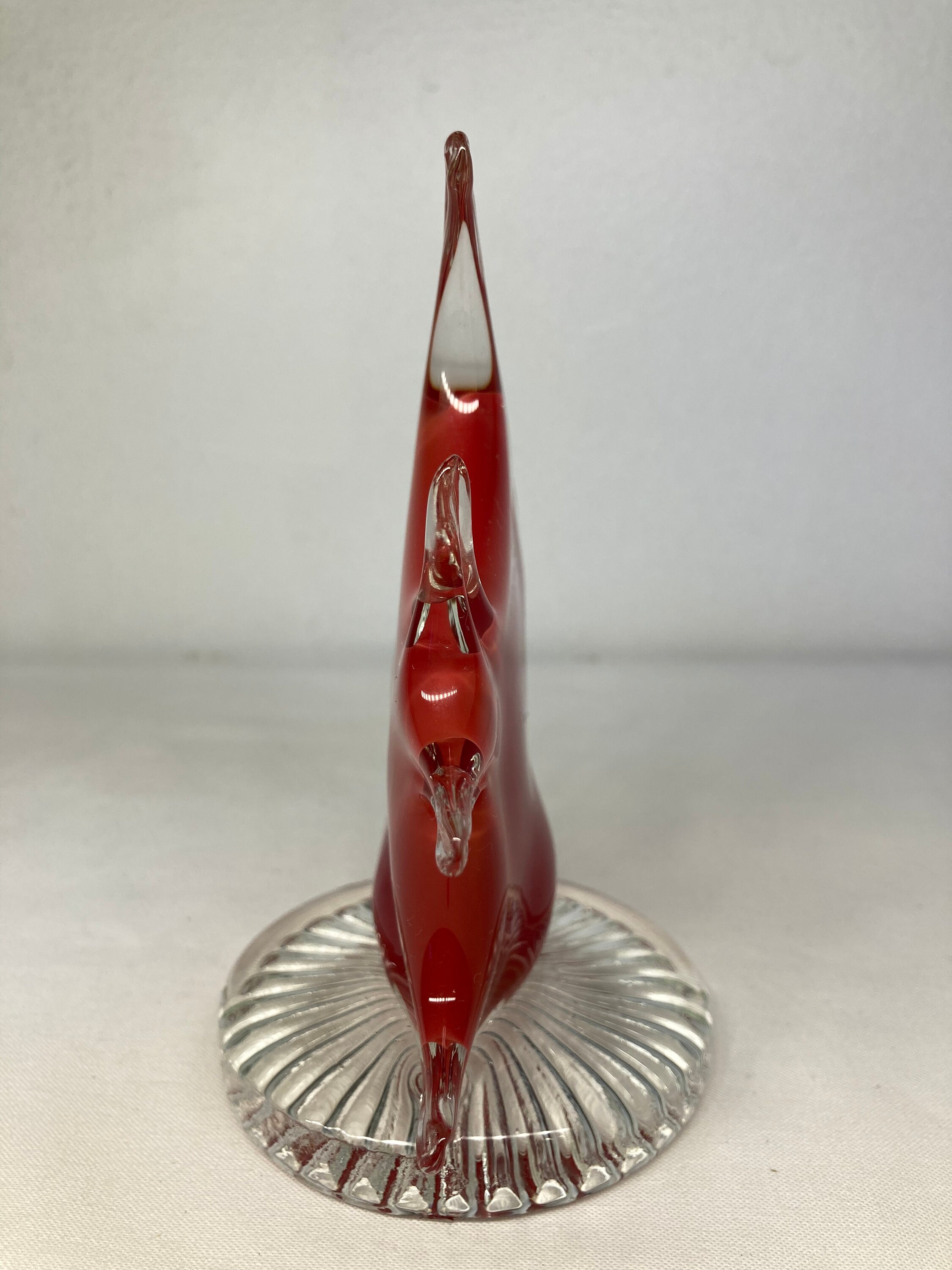 Mid Century Modern Red Glass Fish - Etsy