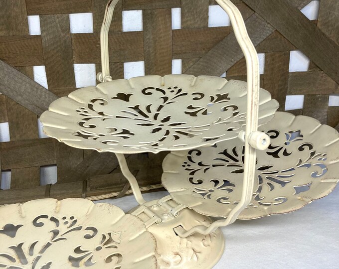 Vintage Three Tiered Folding Tea Tray ’petit Four’ Dessert Tray - Etsy