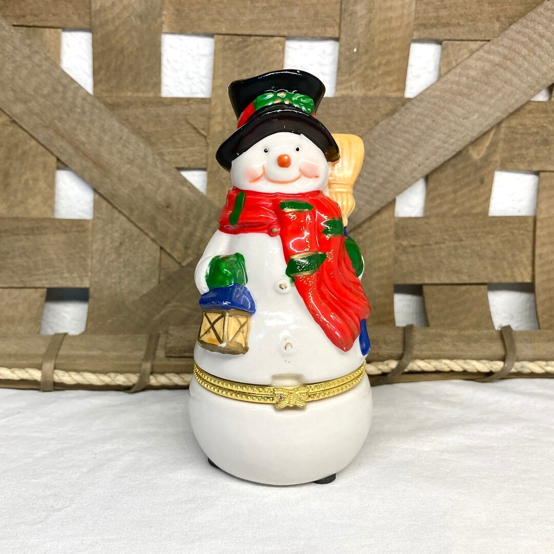 Vintage Hinged Snowman Trinket Box 5 - Etsy