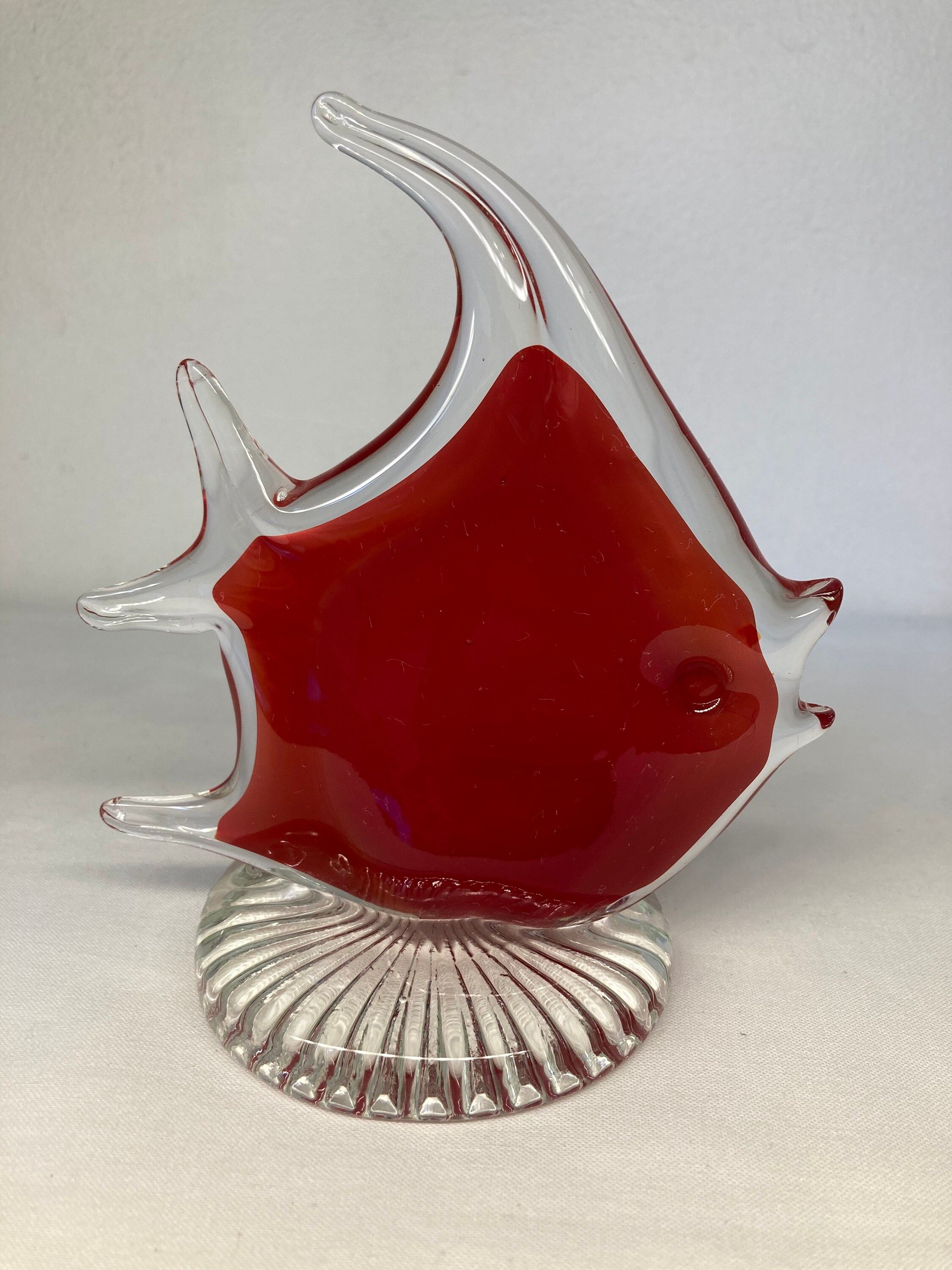 Mid Century Modern Red Glass Fish - Etsy