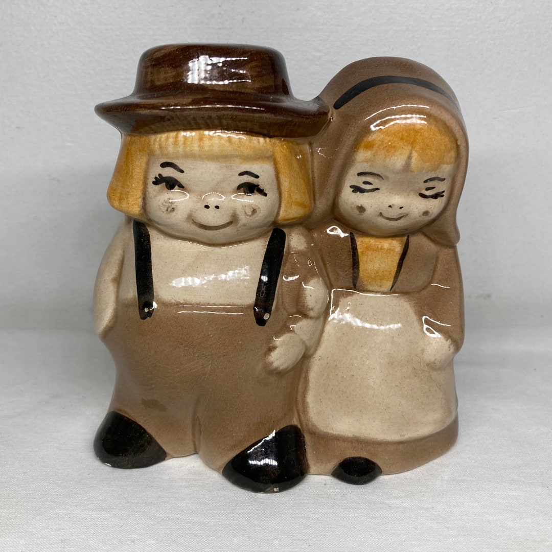 Rare Vintage Amish Quaker Man and Woman Indoor Planter Marked Mr USA - Etsy