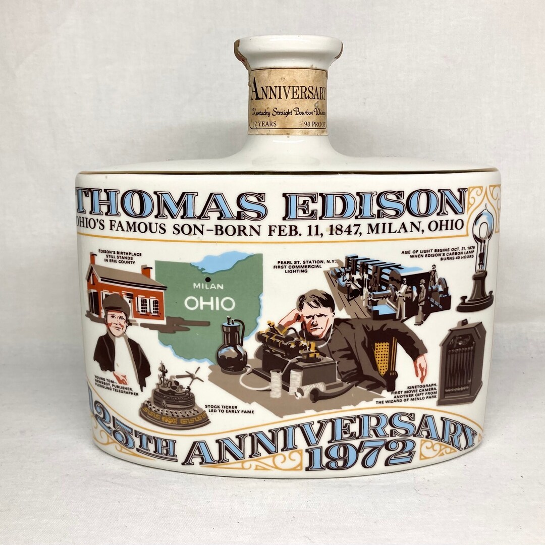Vintage 1972 Thomas Edison Jim Beam Anniversary Bottle - Etsy