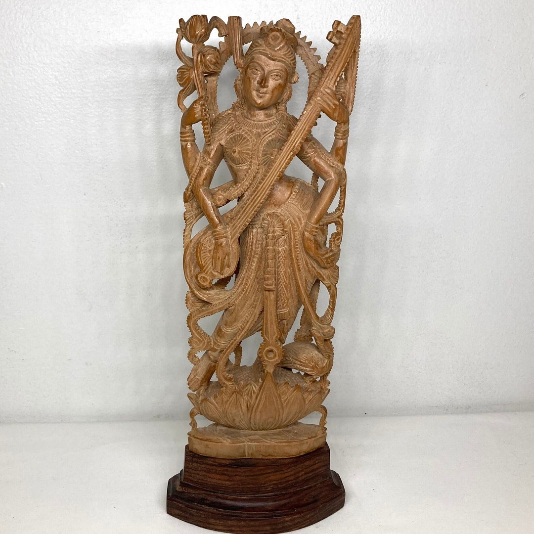Antique Rare Carved Wooden Krishna Goddess Statue - Etsy