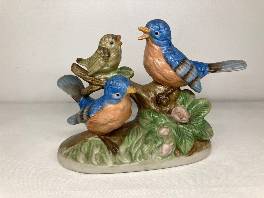 Vintage Porcelain Blue Bird Statue - Etsy