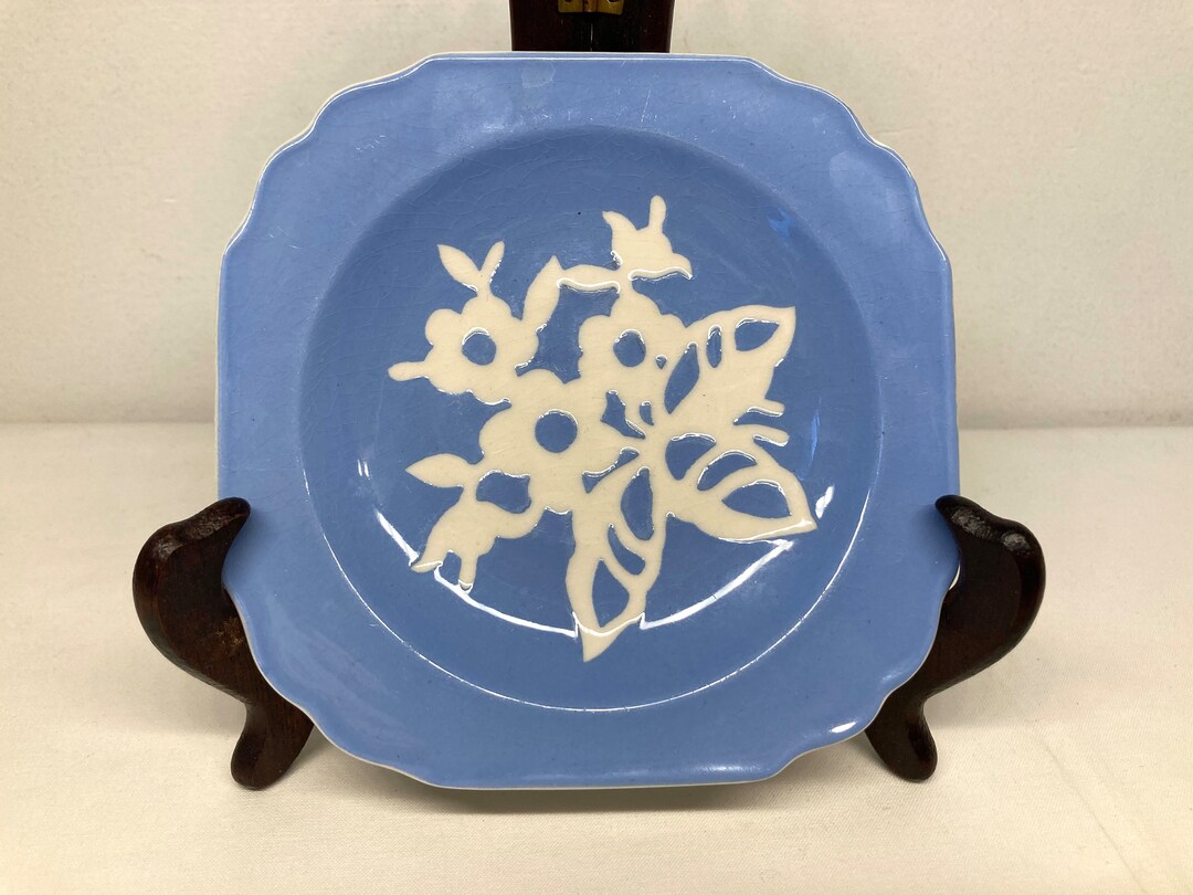 Vintage Blue Cameo Ware Bread Plate by Harker Pottery Co - Etsy
