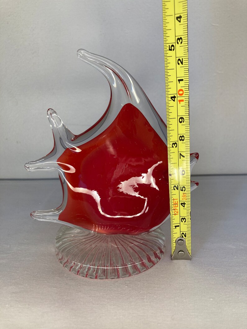 Mid Century Modern Red Glass Fish - Etsy