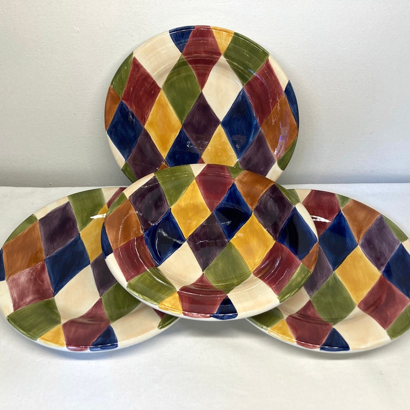 Harlequin Plates - Etsy