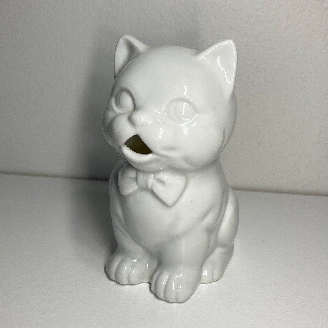 White Porcelain Small Cat Creamer - Etsy