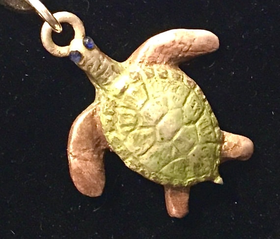 CF092. Pure Silver Turtle Enhanced With Jewelers Dye and | Etsy