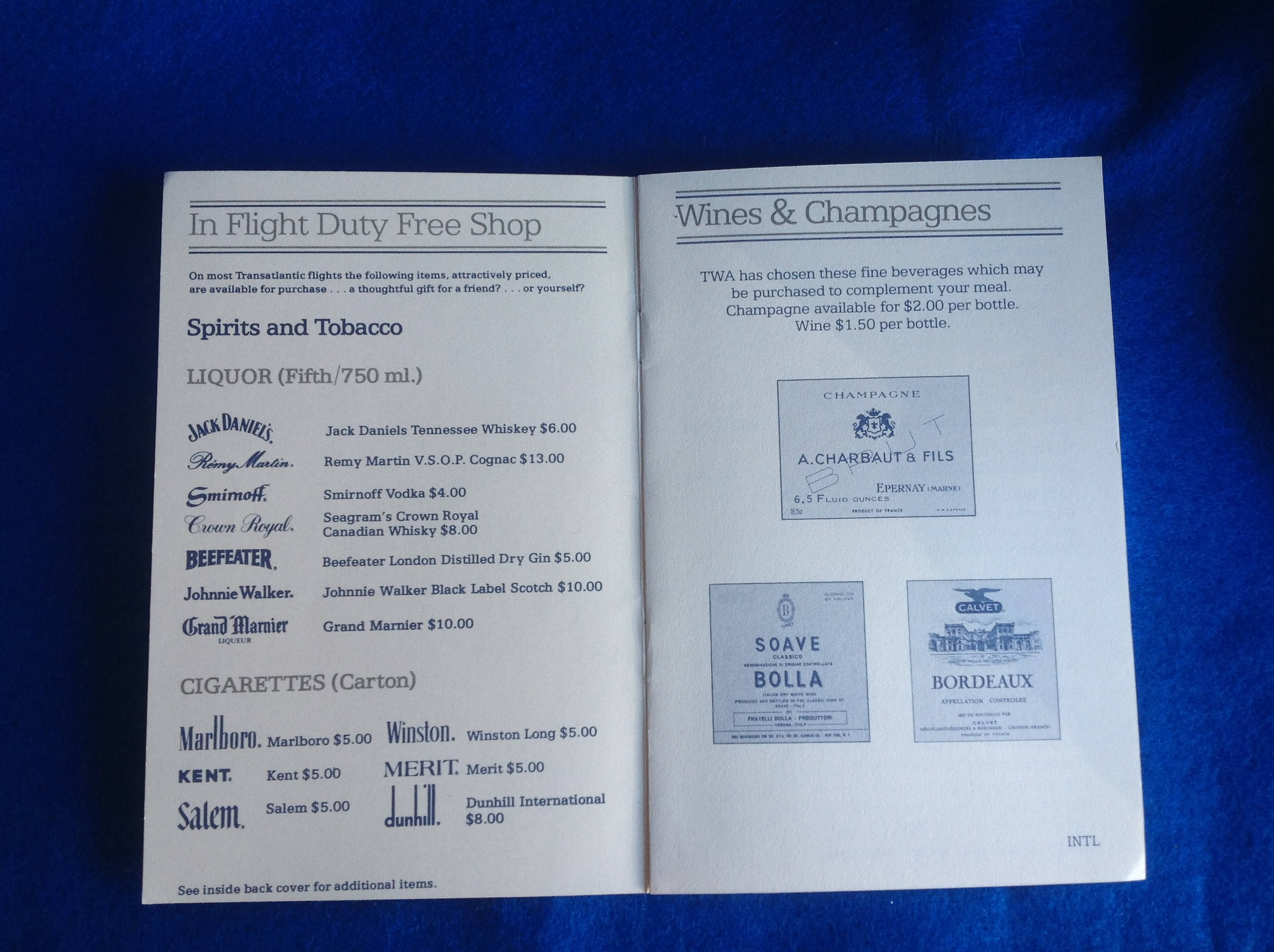 Vintage TWA International in Flight Food and Drink Menu With - Etsy