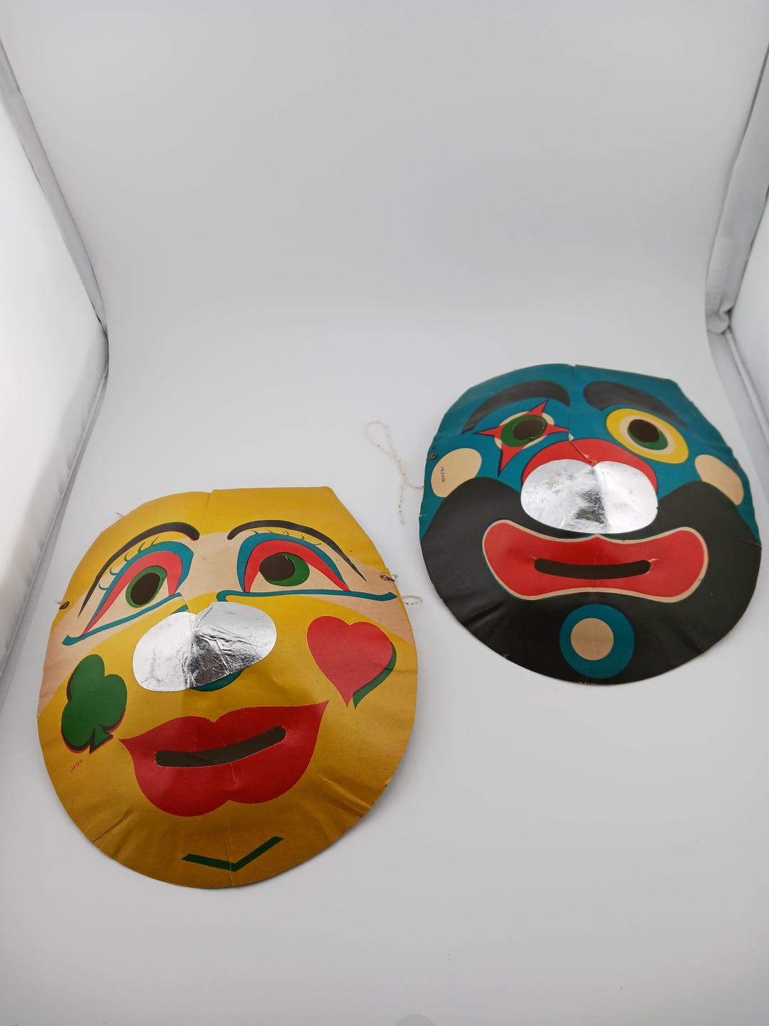 Vintage Japanese Paper Masks - Set of Two With Foil Nose - Made With ...