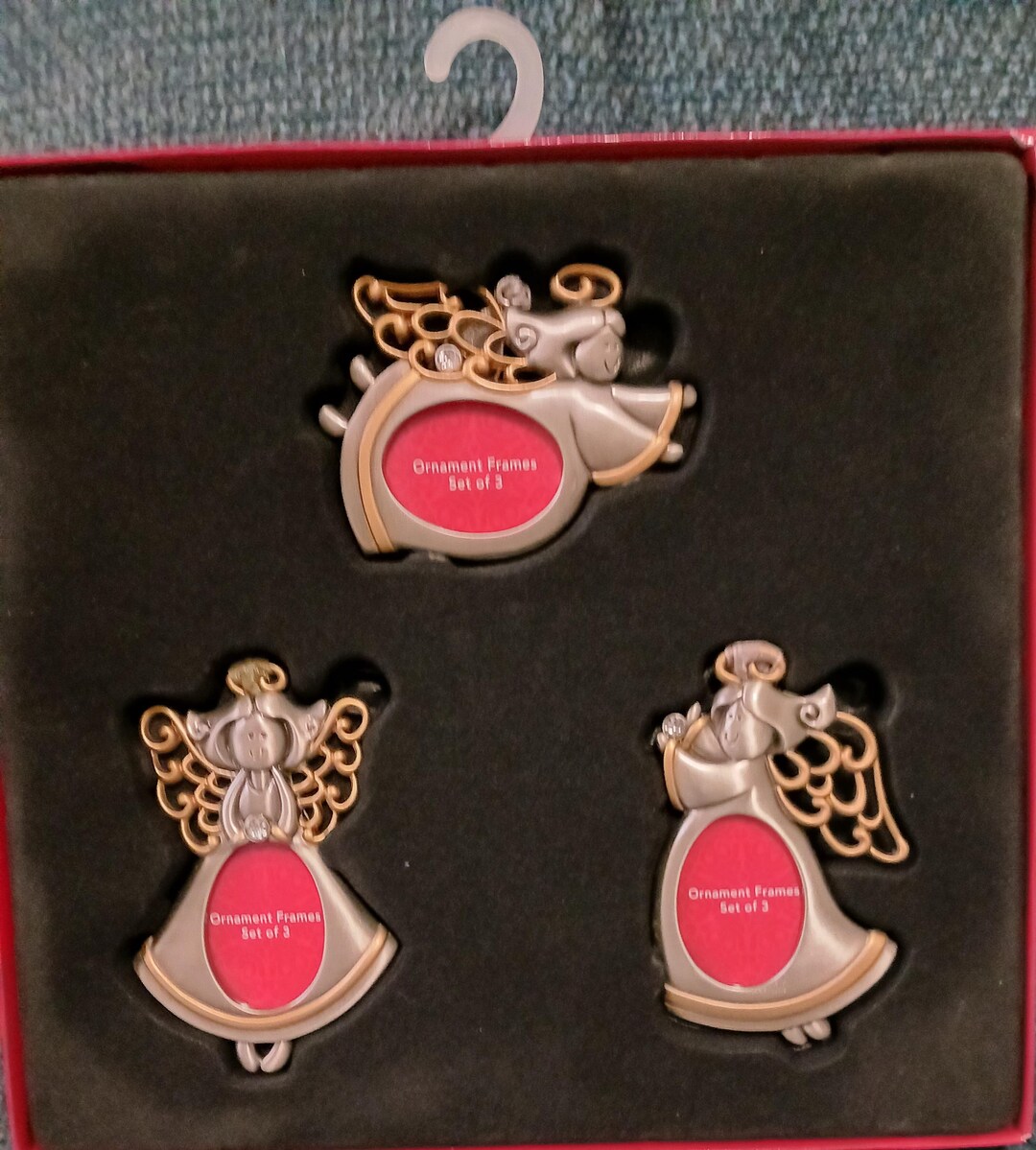 Vintage Set of 3 St. Nicholas Square Angel Frame Ornaments Whimsical ...