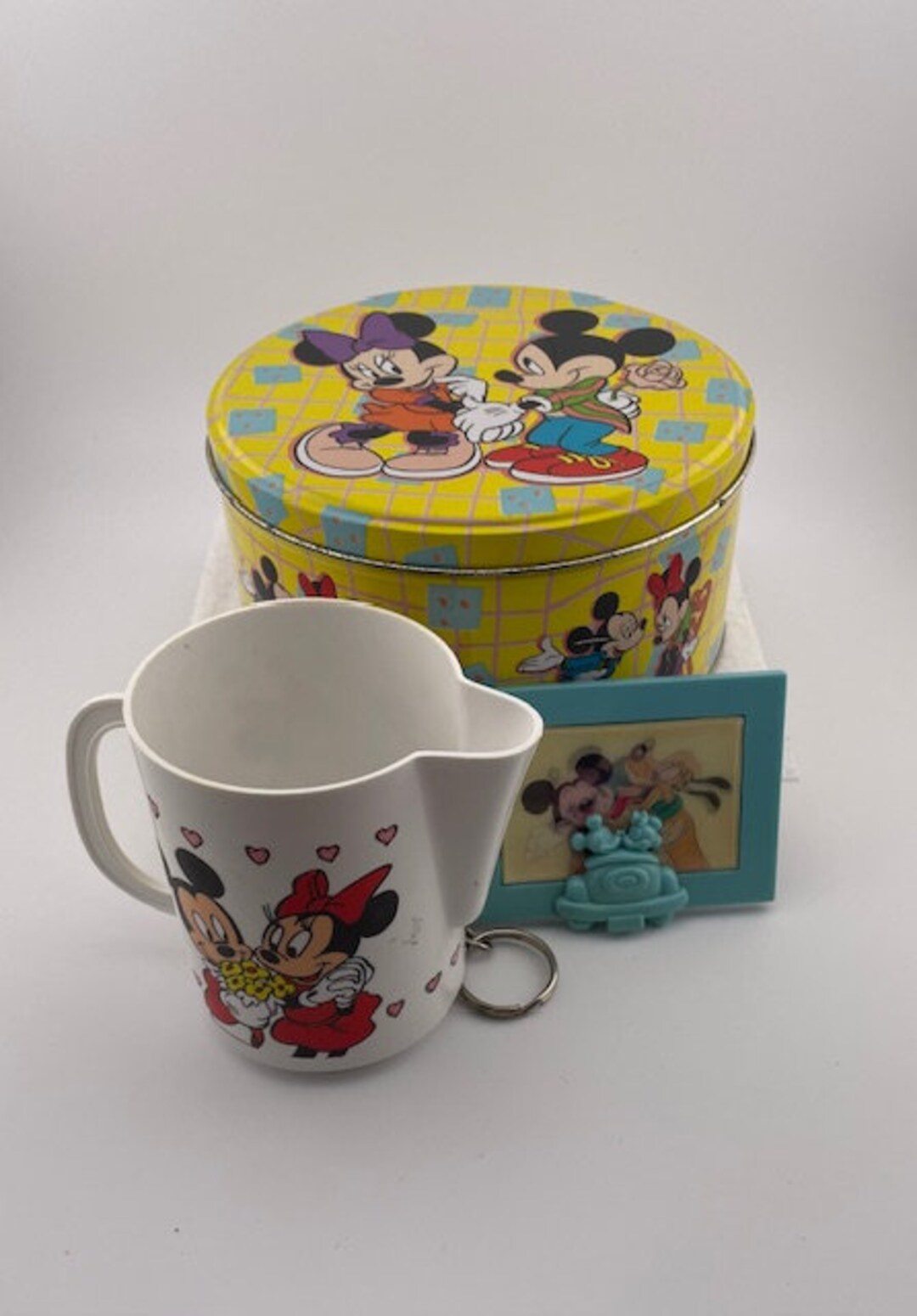 Mickey Mouse Metal Tin, Keychain and Pitcher - Features Minnie Mouse ...