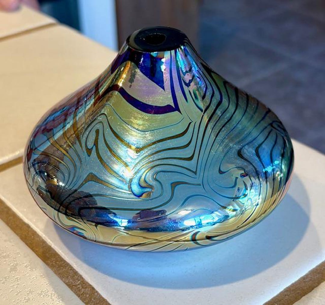 Vintage Stuart Abelman Iridescent Oil Burner/vase - 1996 - Handblown ...