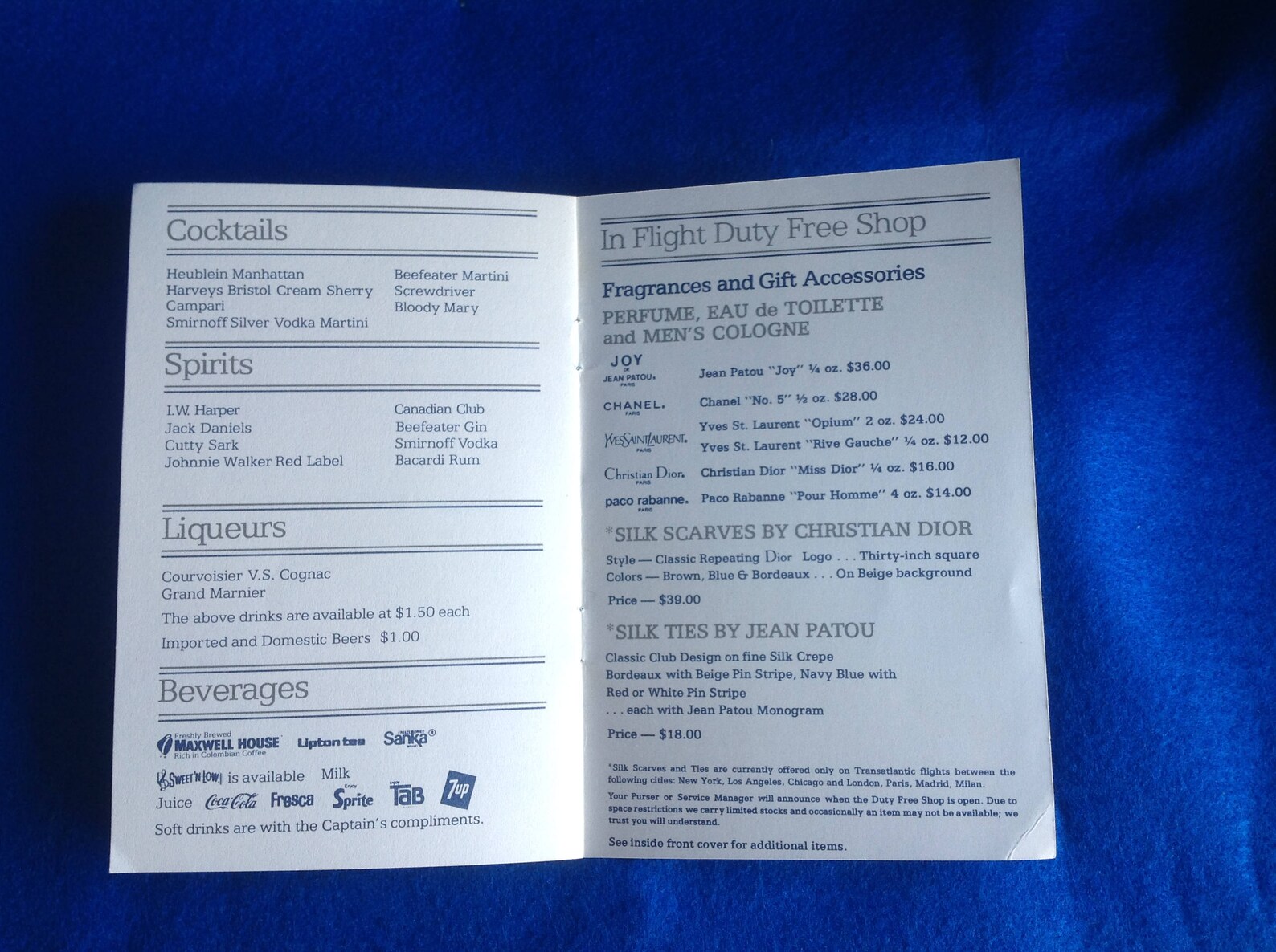 Vintage TWA International in flight food and drink menu with | Etsy