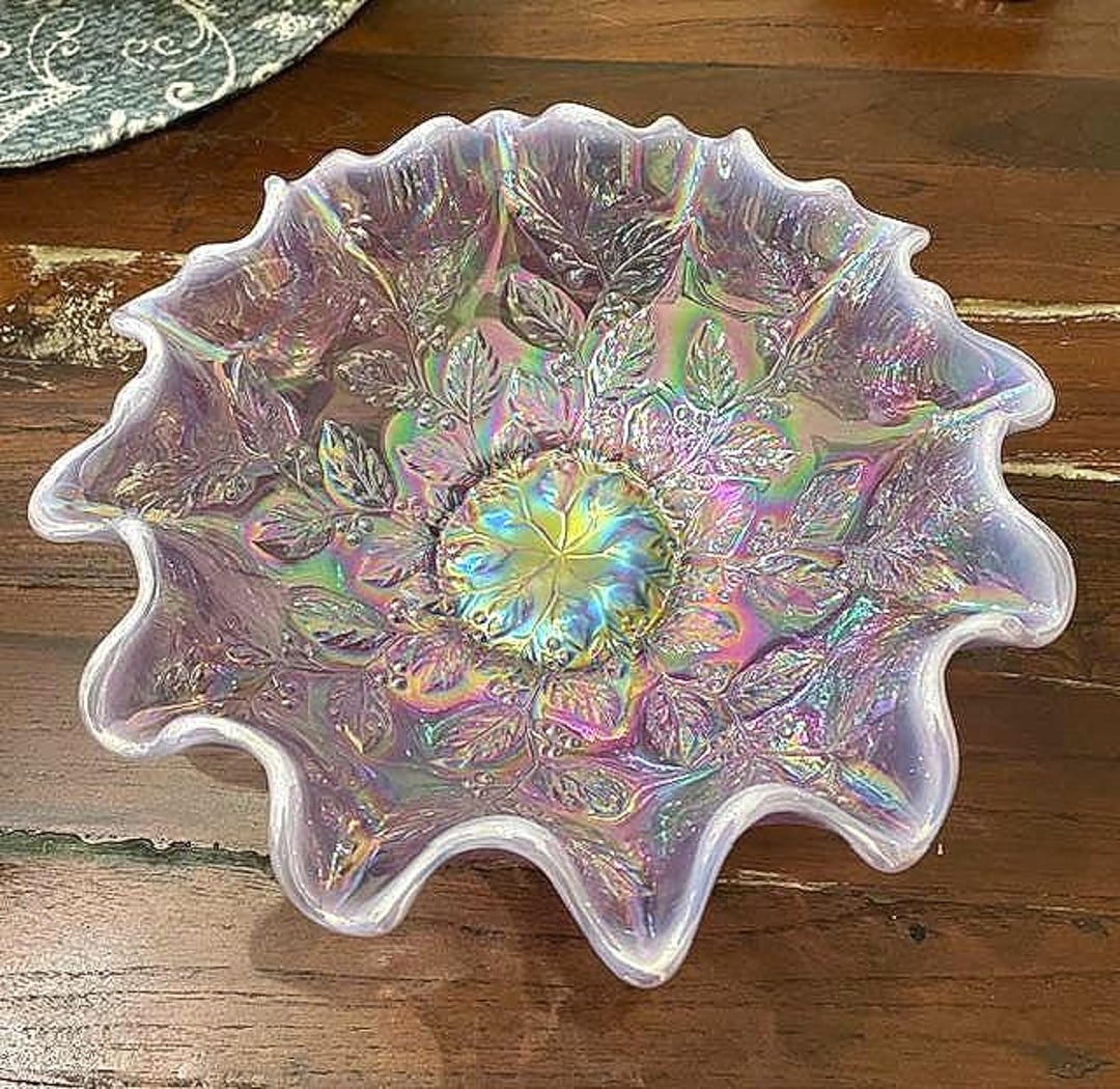 Vintage RARE Fenton Lilac Purple Iridescent Carnival Glass Bowl ...