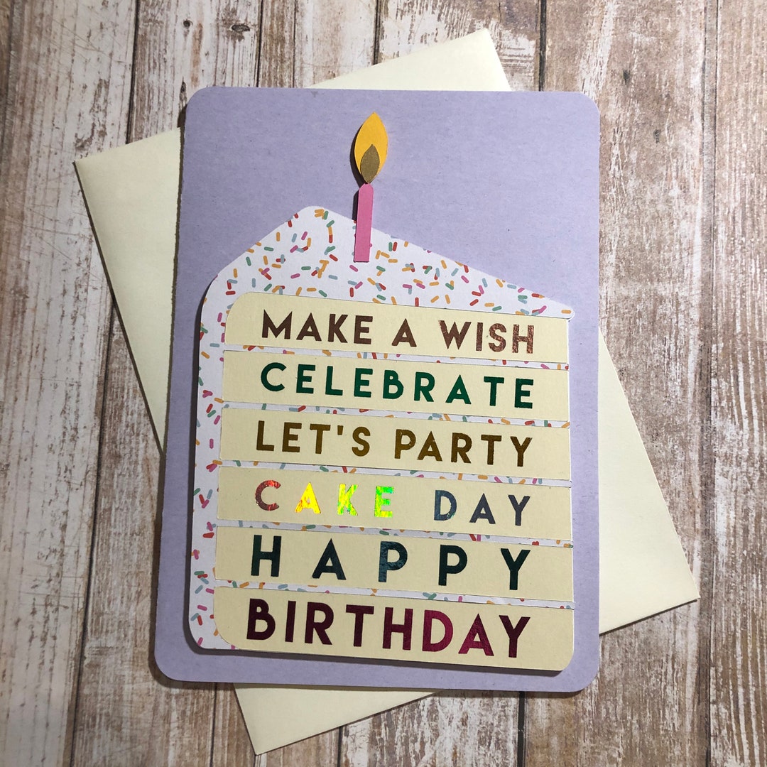 Sentiment Birthday Cake Card - Etsy