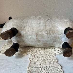 Folk Art Sculptured Lamb Sheep, Black White, 11 Long 7 Tall, Small Chip ...