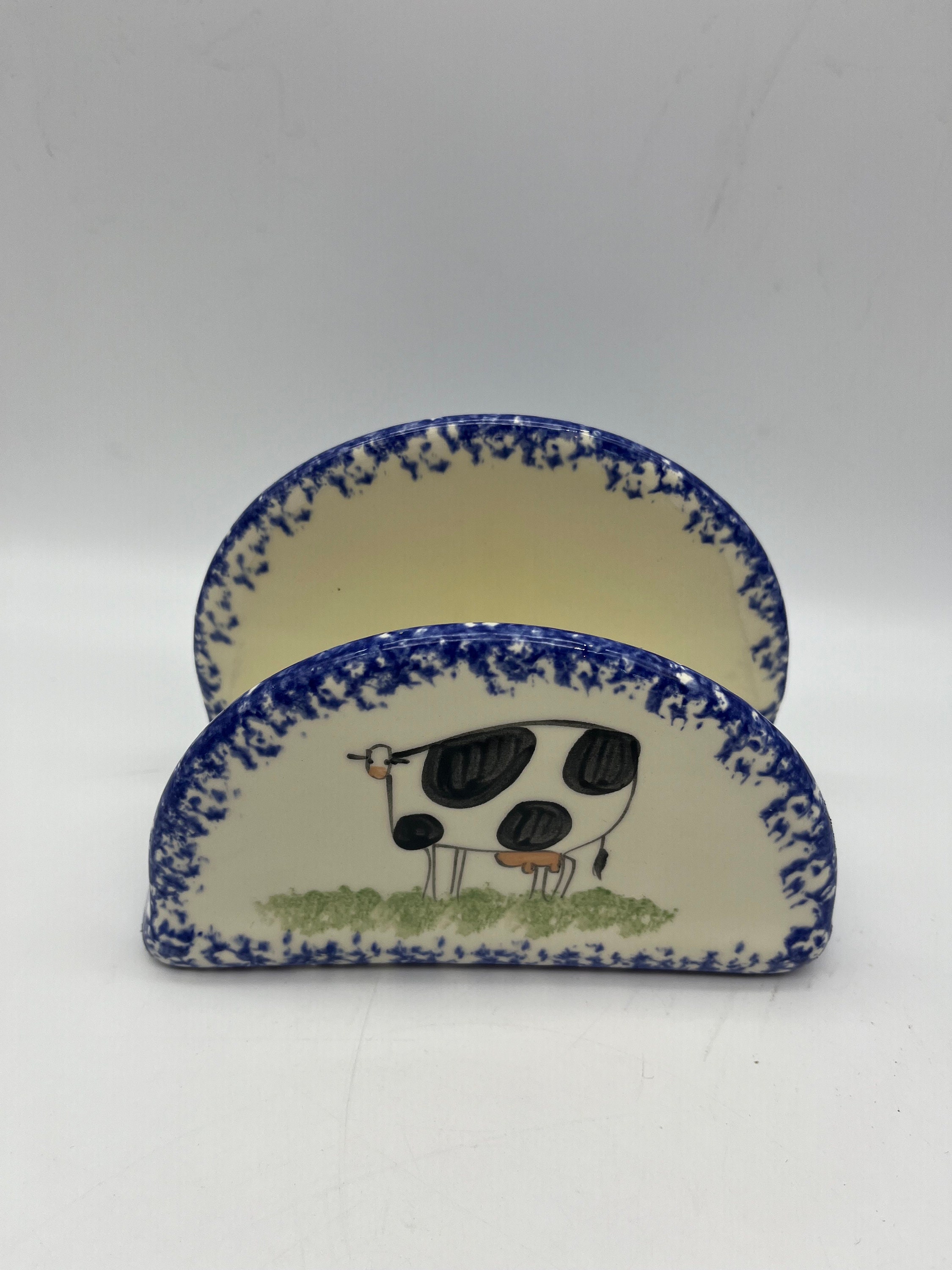 Molly Dallas Co Spatterware 4 Piece Set Blue/white Napkin Holder ...