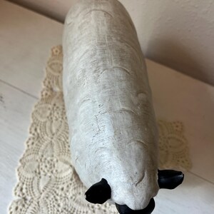 Folk Art Sculptured Lamb Sheep, Black White, 11 Long 7 Tall, Small Chip ...