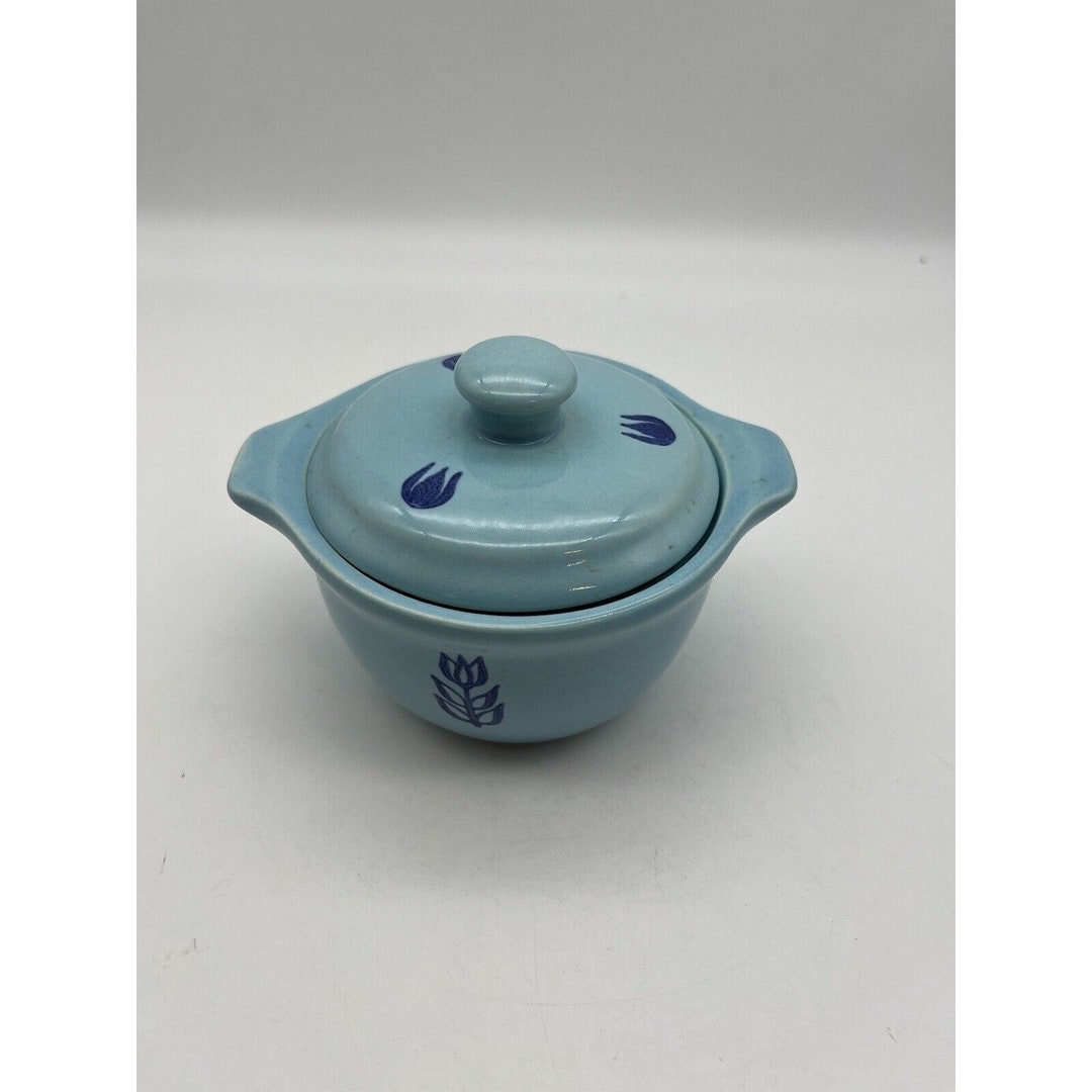 Vintage 1950’s Cronin Pottery Blue Tulip Covered Casserole With Lid ...